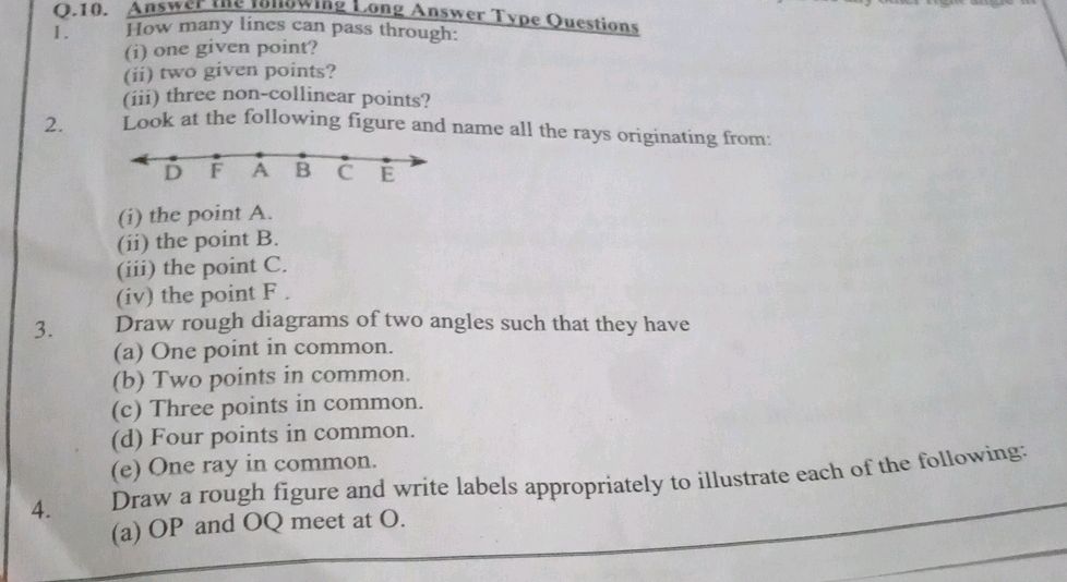 1. How many lines can pass through: (i) one | StudyX