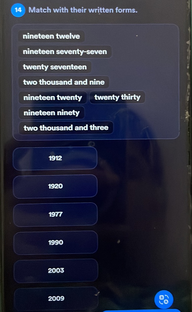 Match with their written forms. nineteen | StudyX