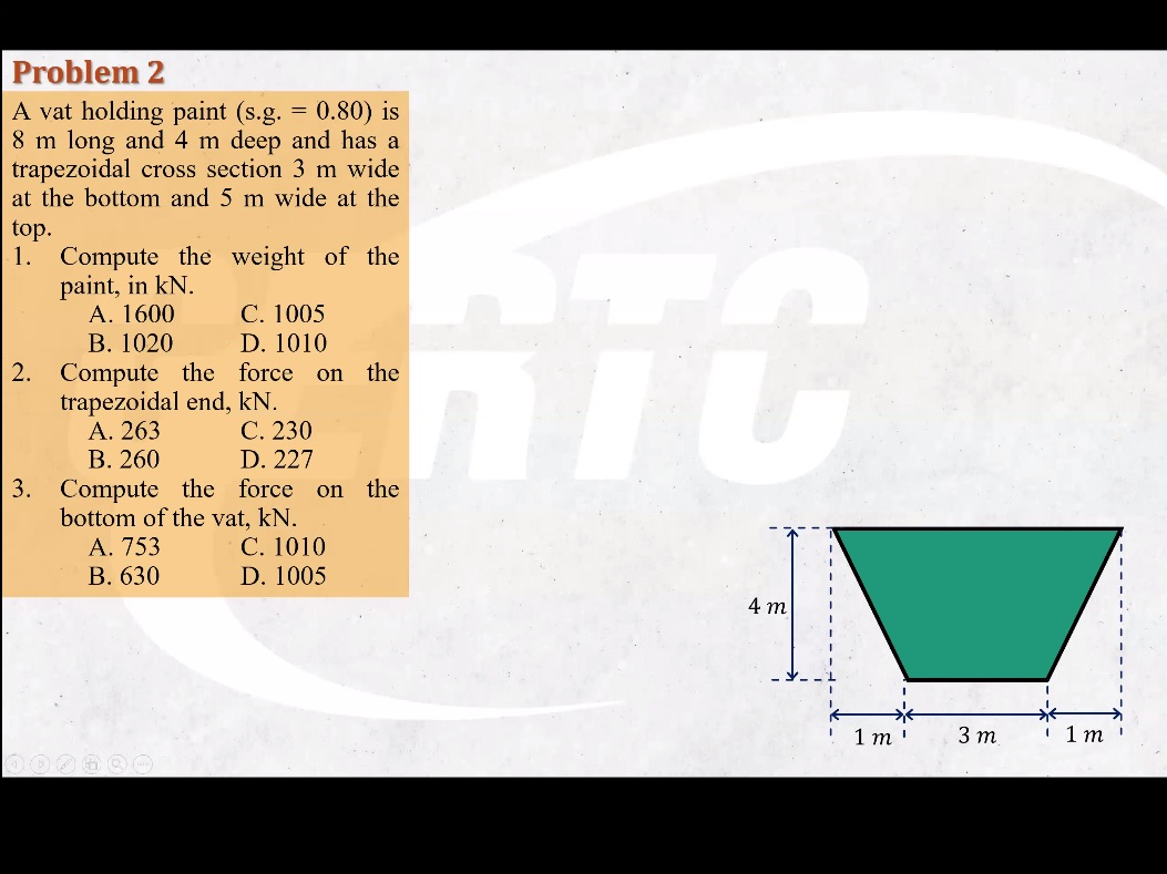 Problem 2 A vat holding paint (s.g. = 0.80)