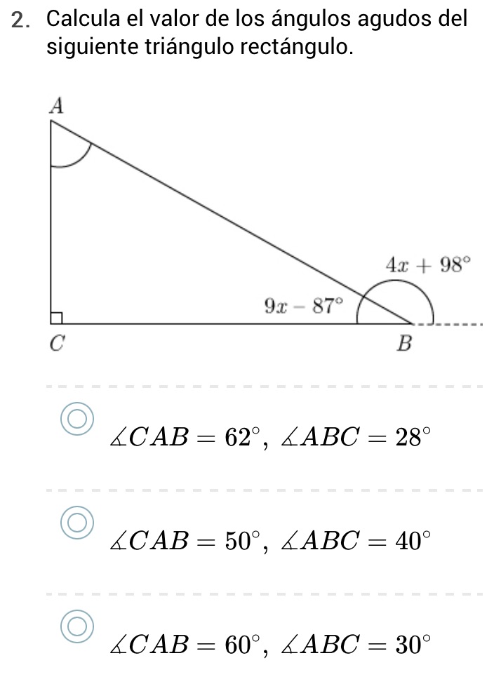 2. Calcula el valor de los ángulos agudos | StudyX