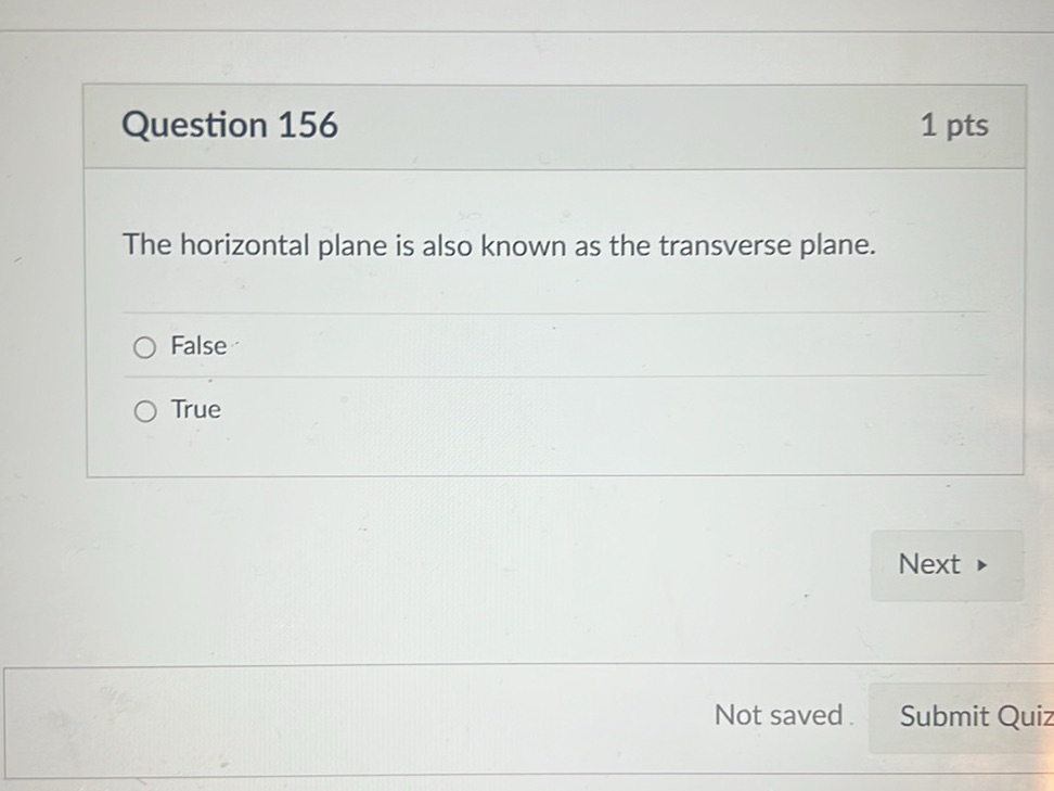 The horizontal plane is also known as the | StudyX