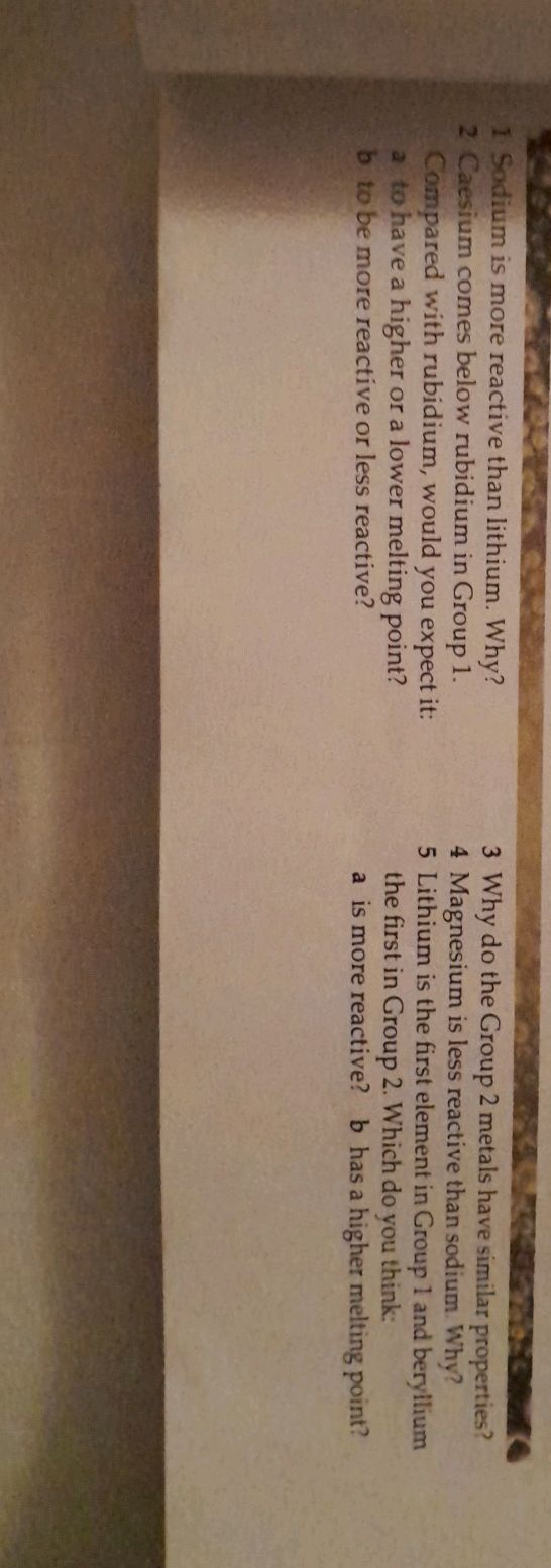 1 Sodium is more reactive than lithium. Why? | StudyX