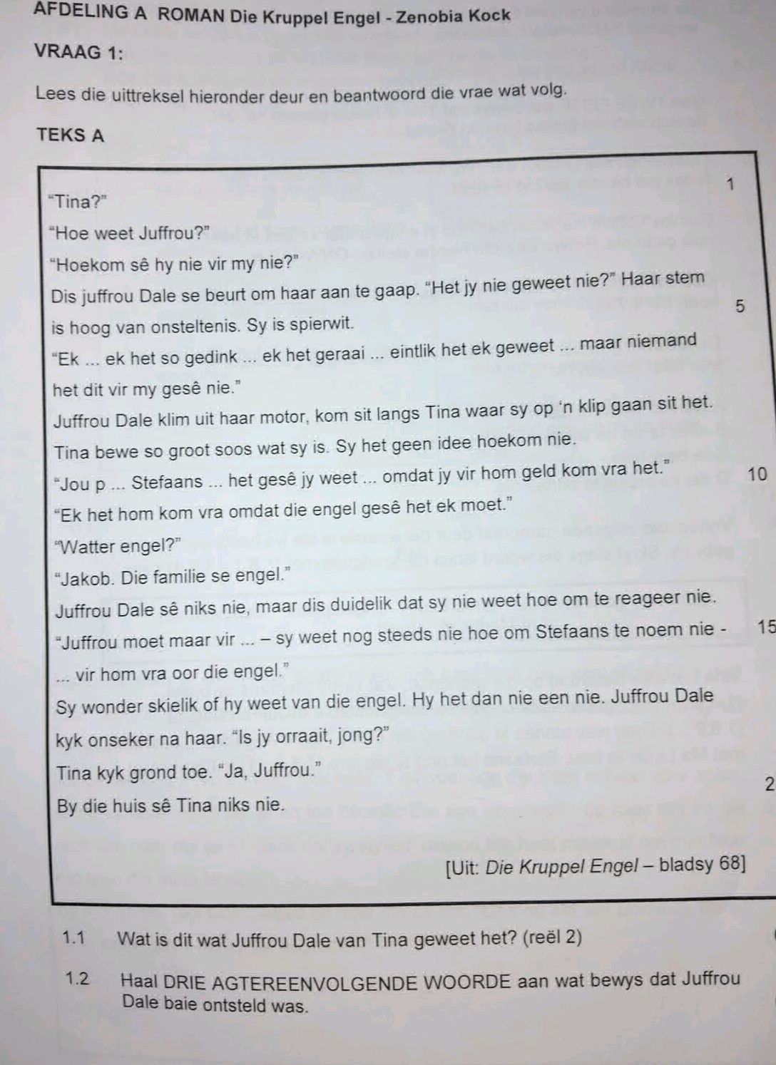 AFDELING A ROMAN Die Kruppel Engel - Zenobia | StudyX