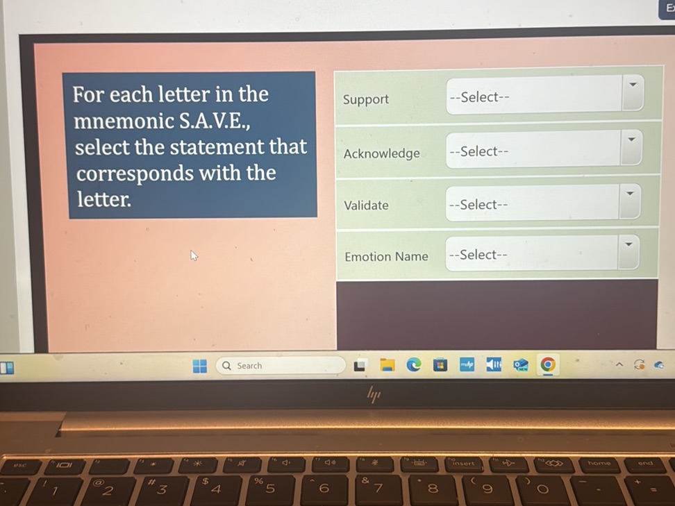 For each letter in the mnemonic S.A.V.E., | StudyX
