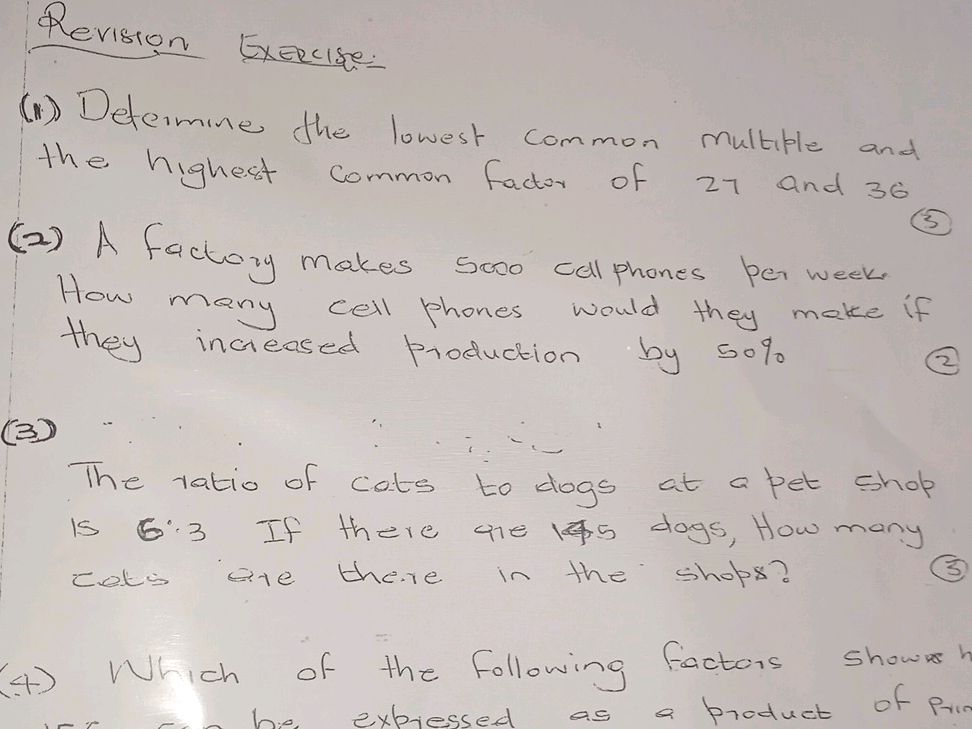 (1) Determine the lowest common multiple and | StudyX