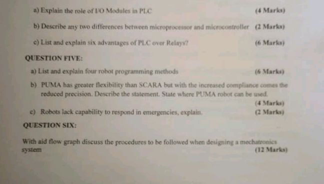a) Explain the role of I/O Modules in PLC (4 | StudyX