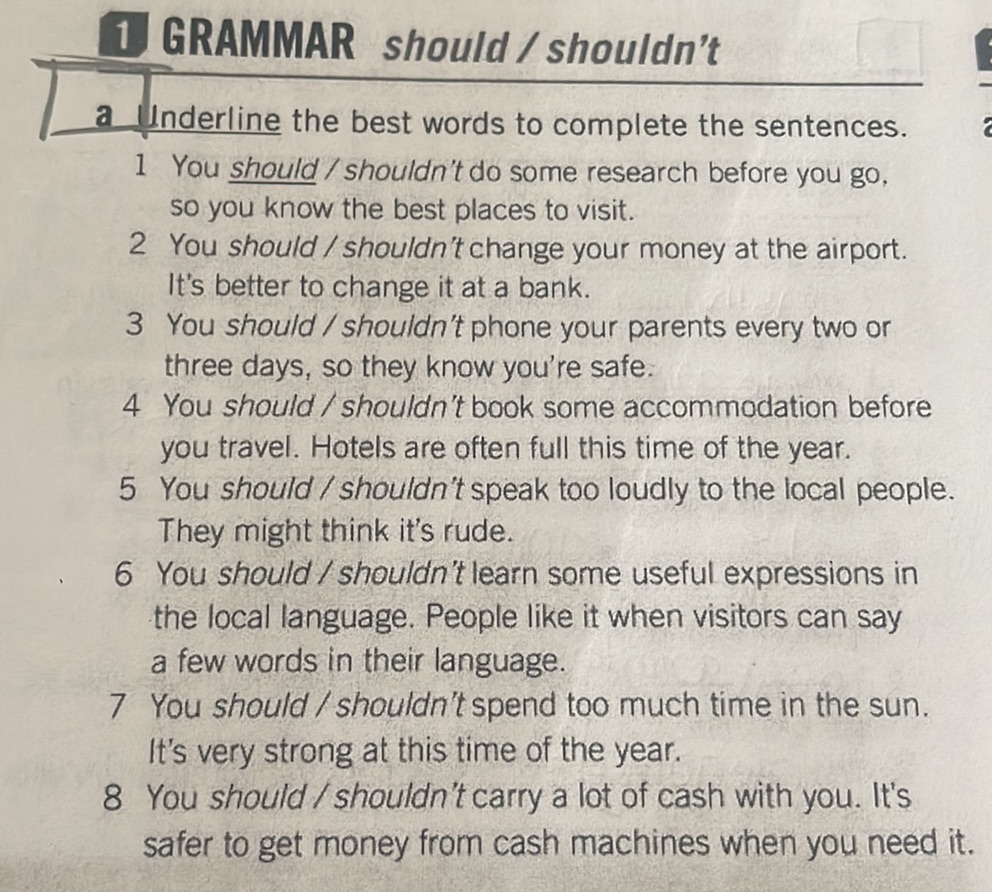 Underline the best words to complete the | StudyX