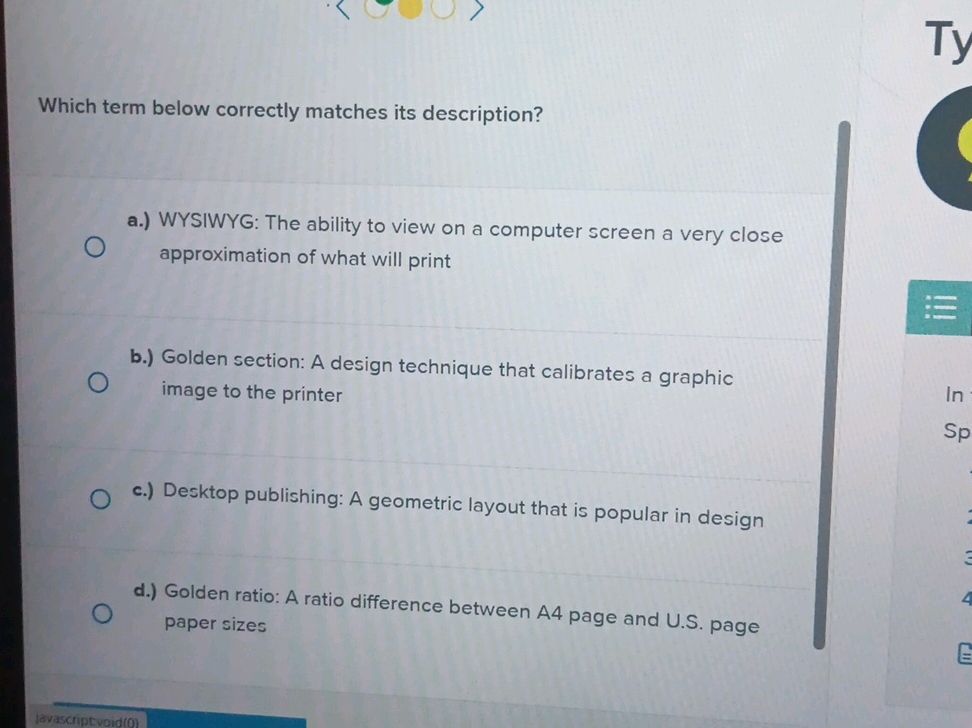 Which term below correctly matches its | StudyX