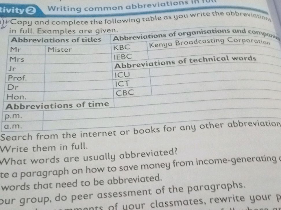 1) Copy and complete the following table as | StudyX