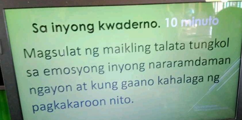 Sa inyong kwaderno. 10 minuto Magsulat ng | StudyX