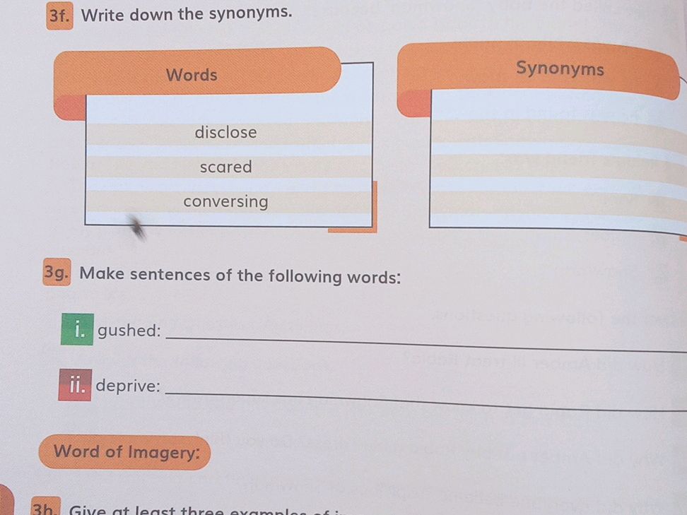 3f. Write down the synonyms. | Words | | StudyX