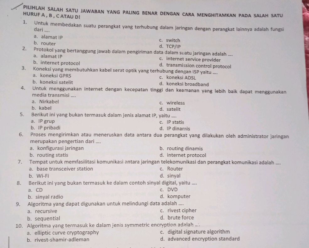 1. Untuk membedakan suatu perangkat yang | StudyX