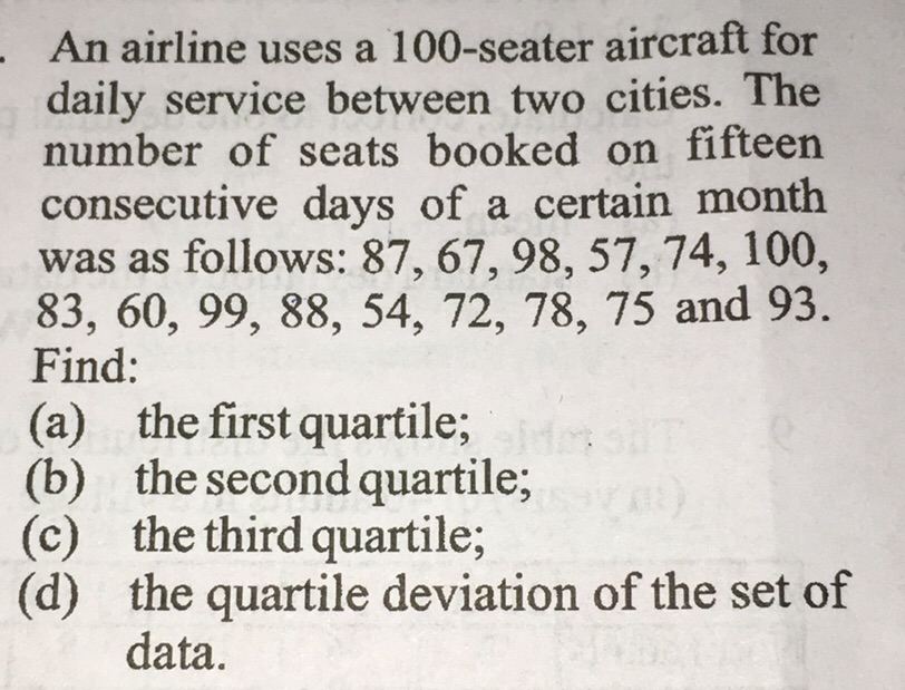 An airline uses a 100-seater aircraft for | StudyX