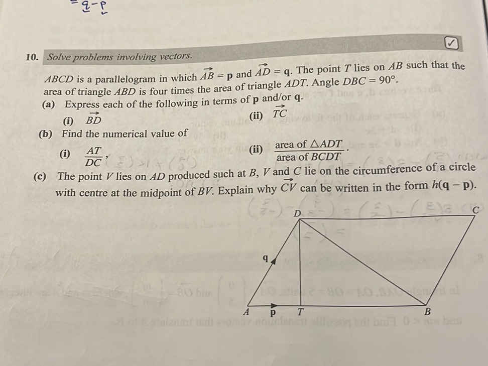 10. Solve problems involving vectors. ABCD | StudyX