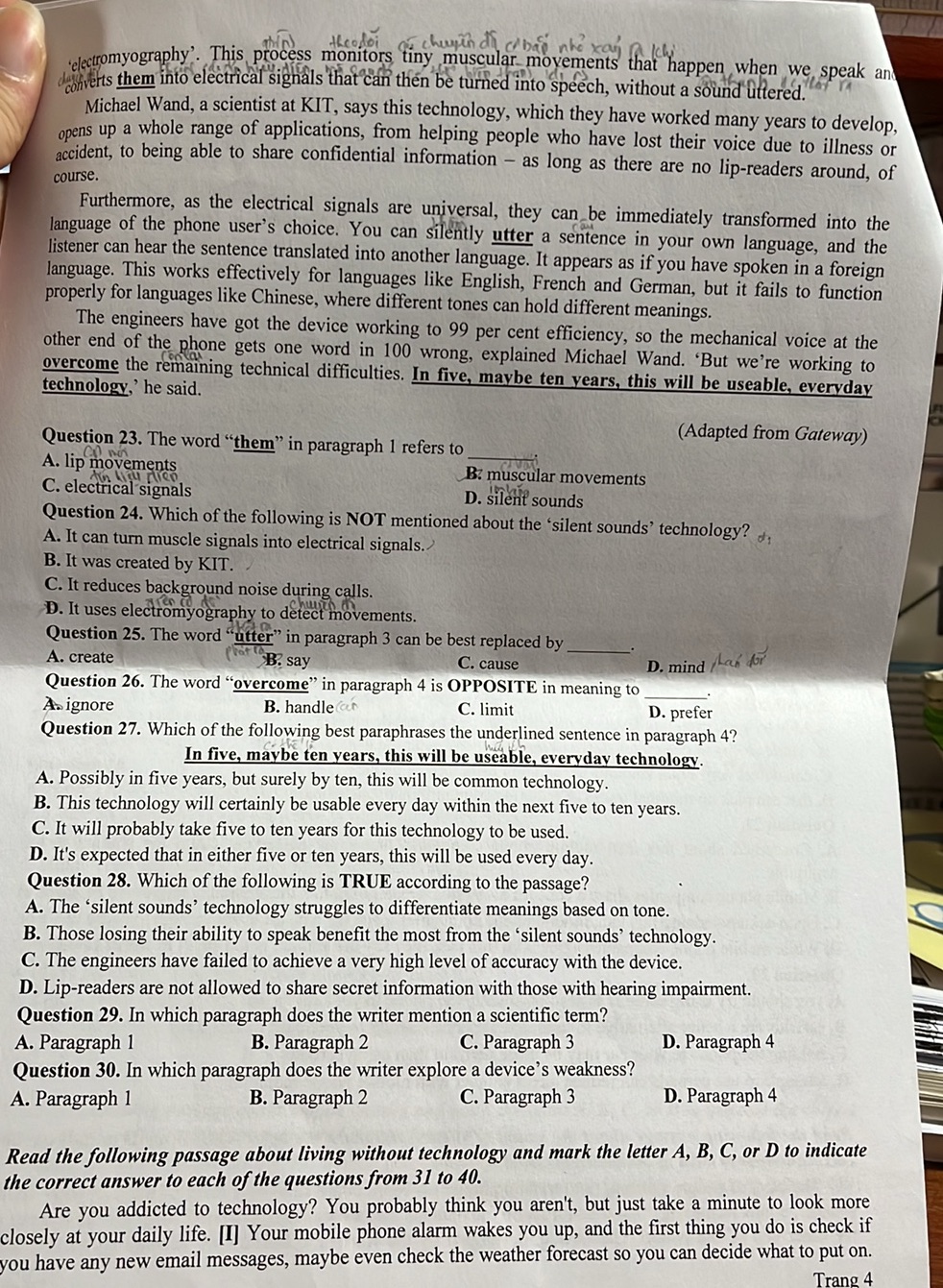 Question 23. The word "them" in paragraph 1 | StudyX