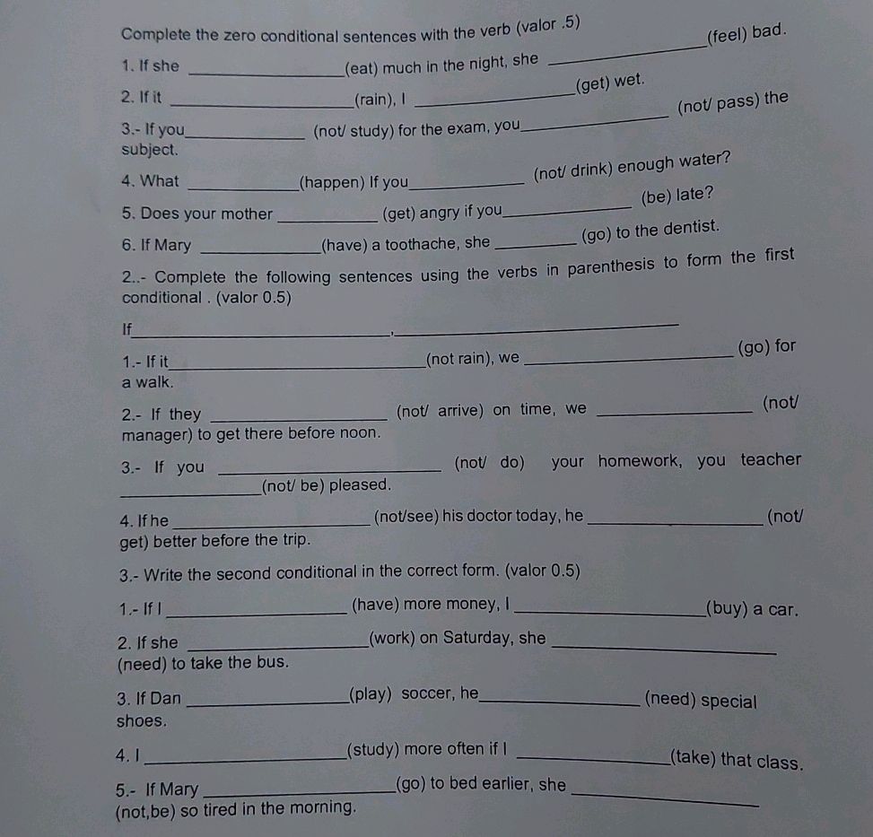 Complete the zero conditional sentences with | StudyX