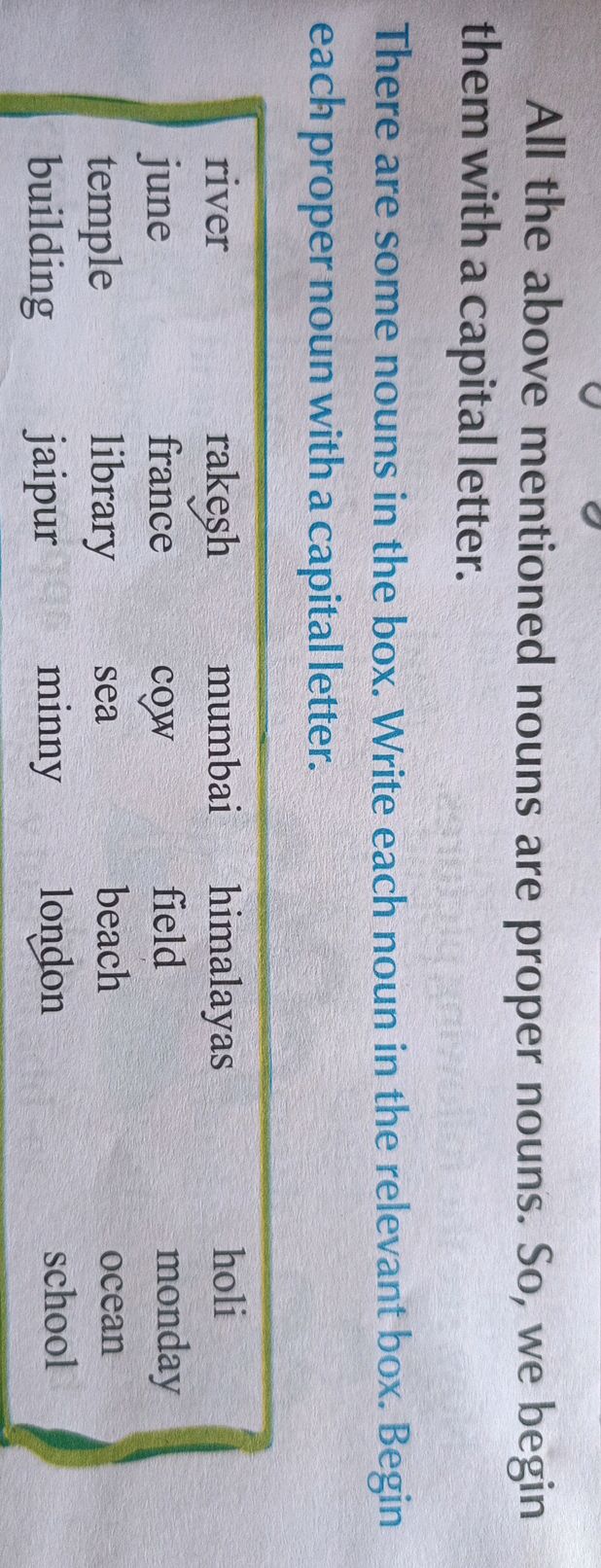 All the above mentioned nouns are proper | StudyX