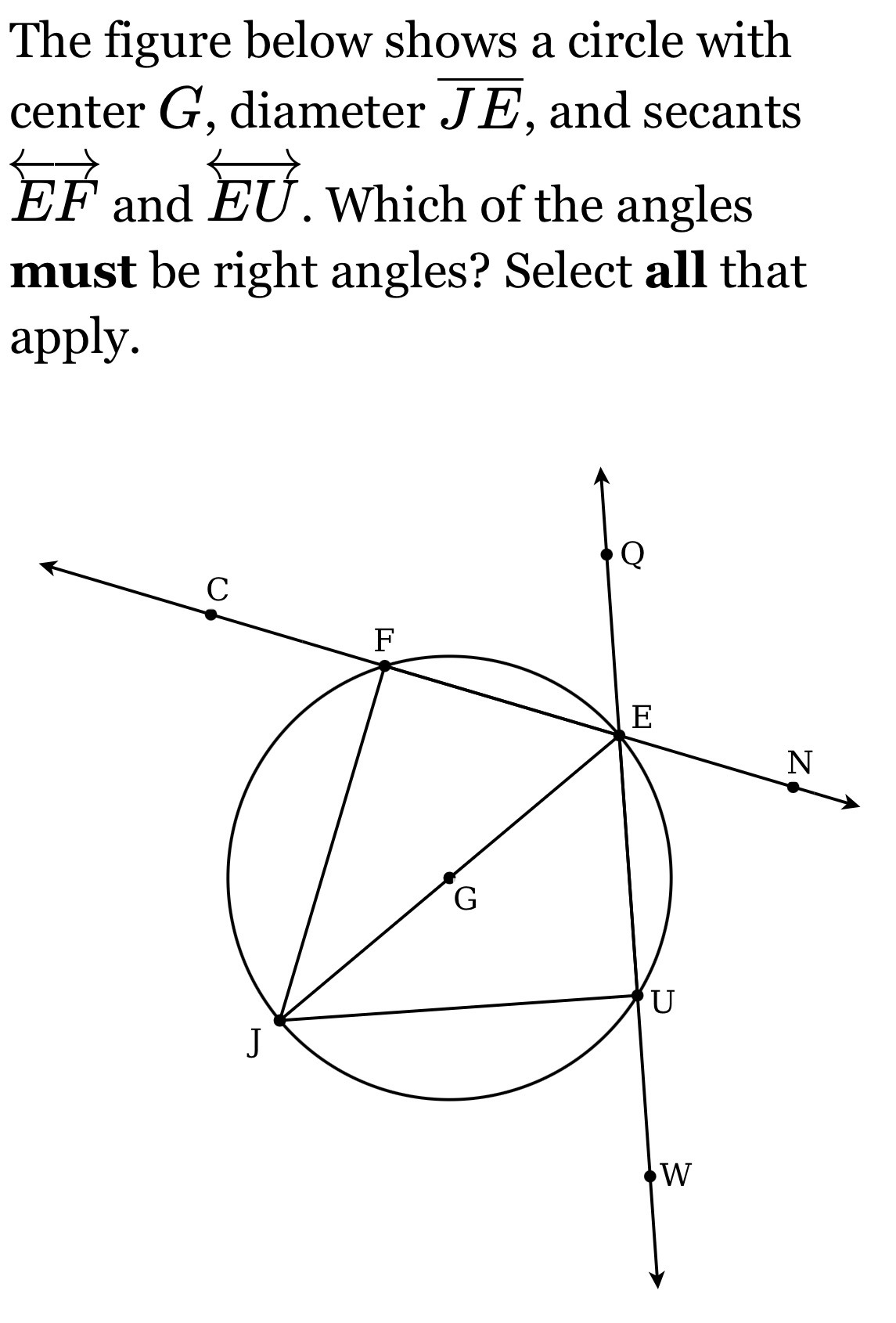 The figure below shows a circle with center | StudyX