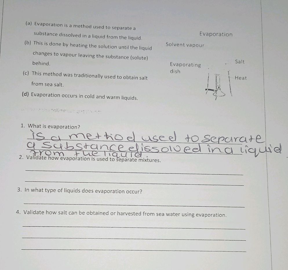 1. What is evaporation? is a method used to | StudyX