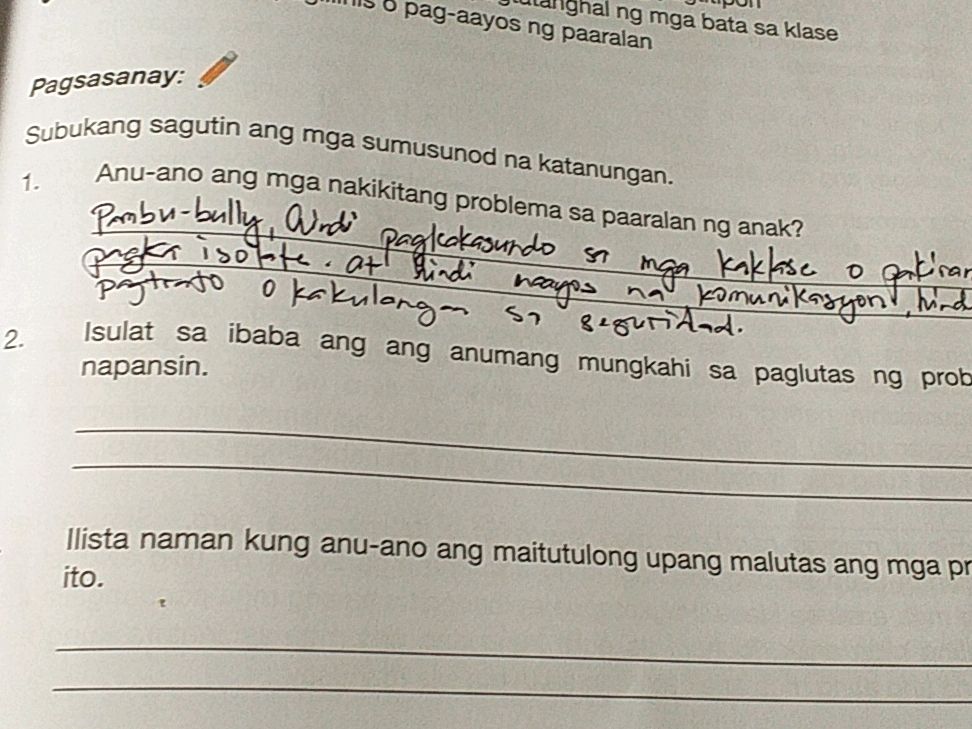 1. Anu-ano ang mga nakikitang problema sa | StudyX