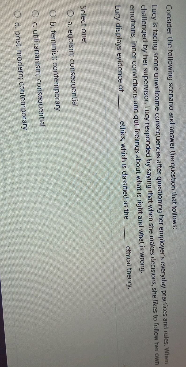 Consider the following scenario and answer | StudyX
