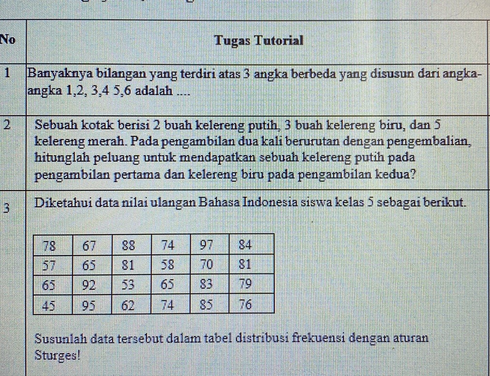 1. Banyaknya bilangan yang terdiri atas 3 | StudyX
