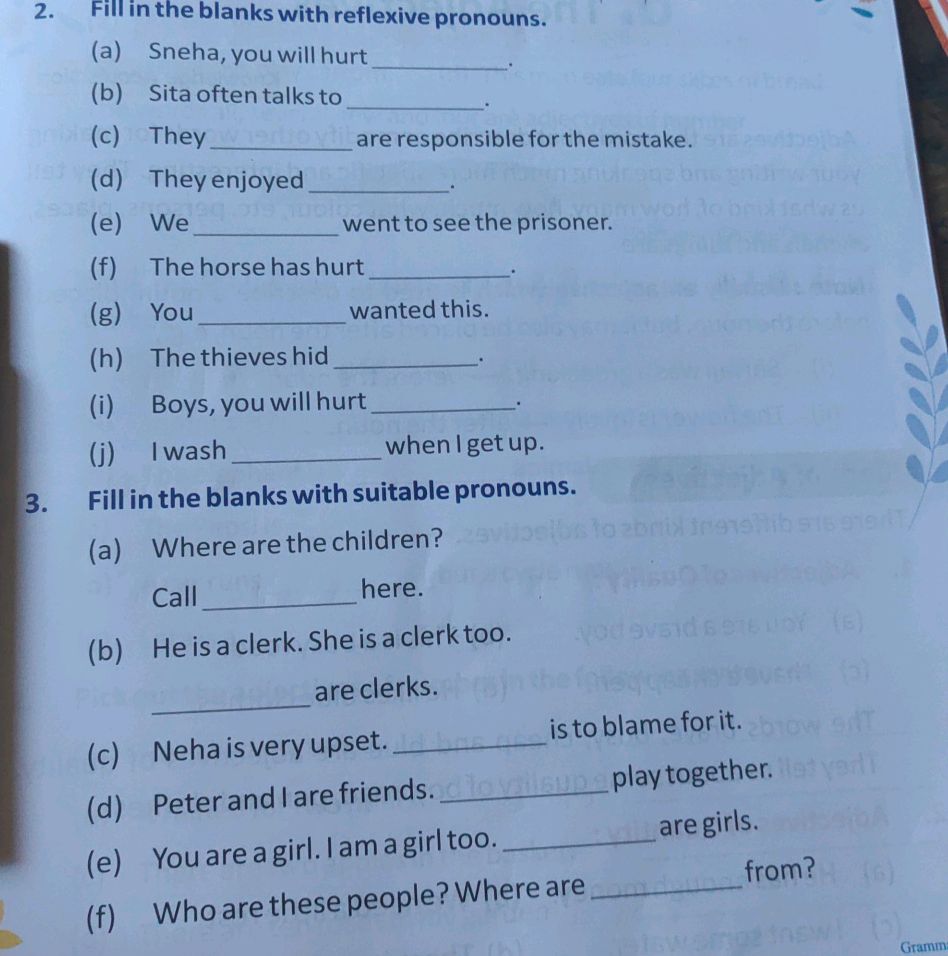 2. Fill in the blanks with reflexive | StudyX