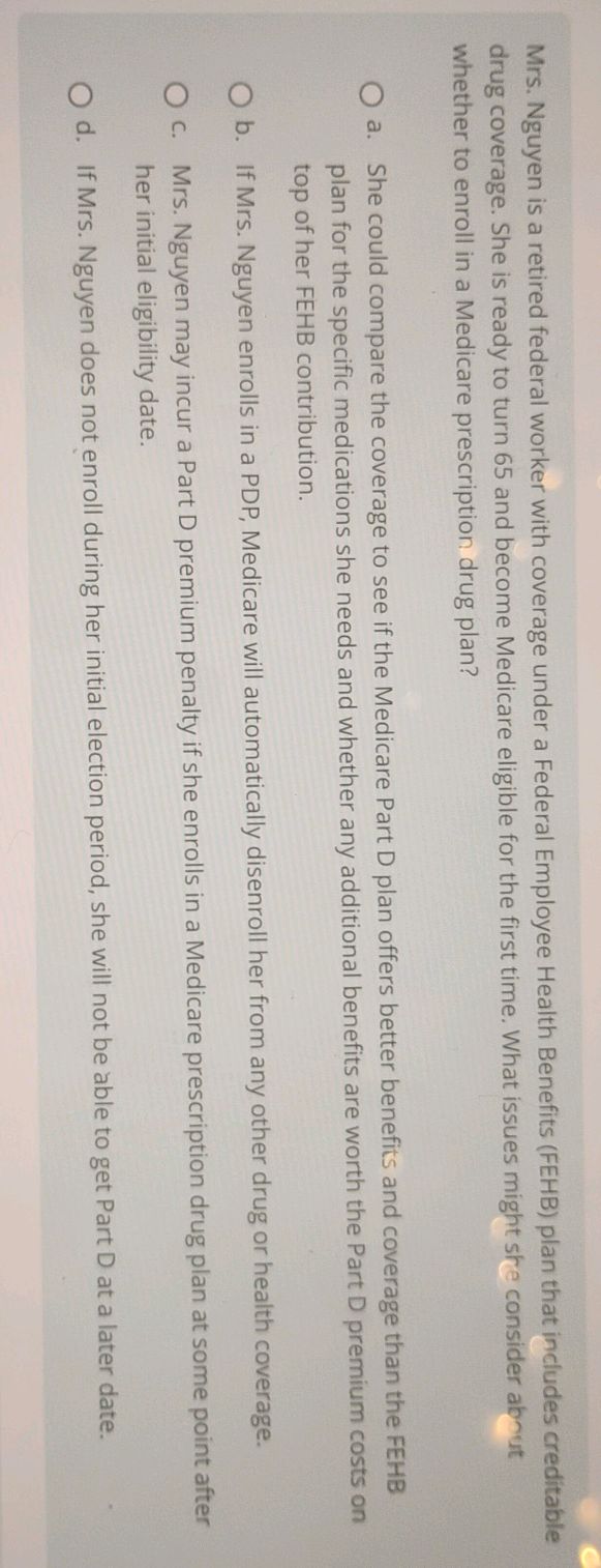 Mrs. Nguyen is a retired federal worker with | StudyX