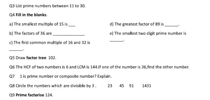 Q3 List prime numbers between 11 to 30. Q4 | StudyX