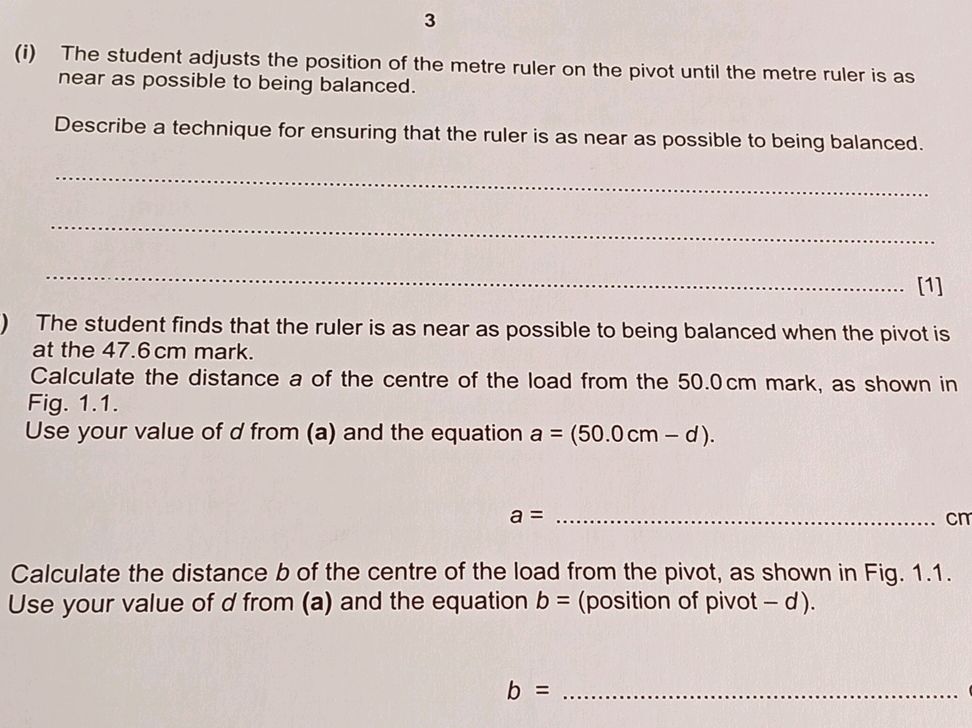 (i) The student adjusts the position of the | StudyX