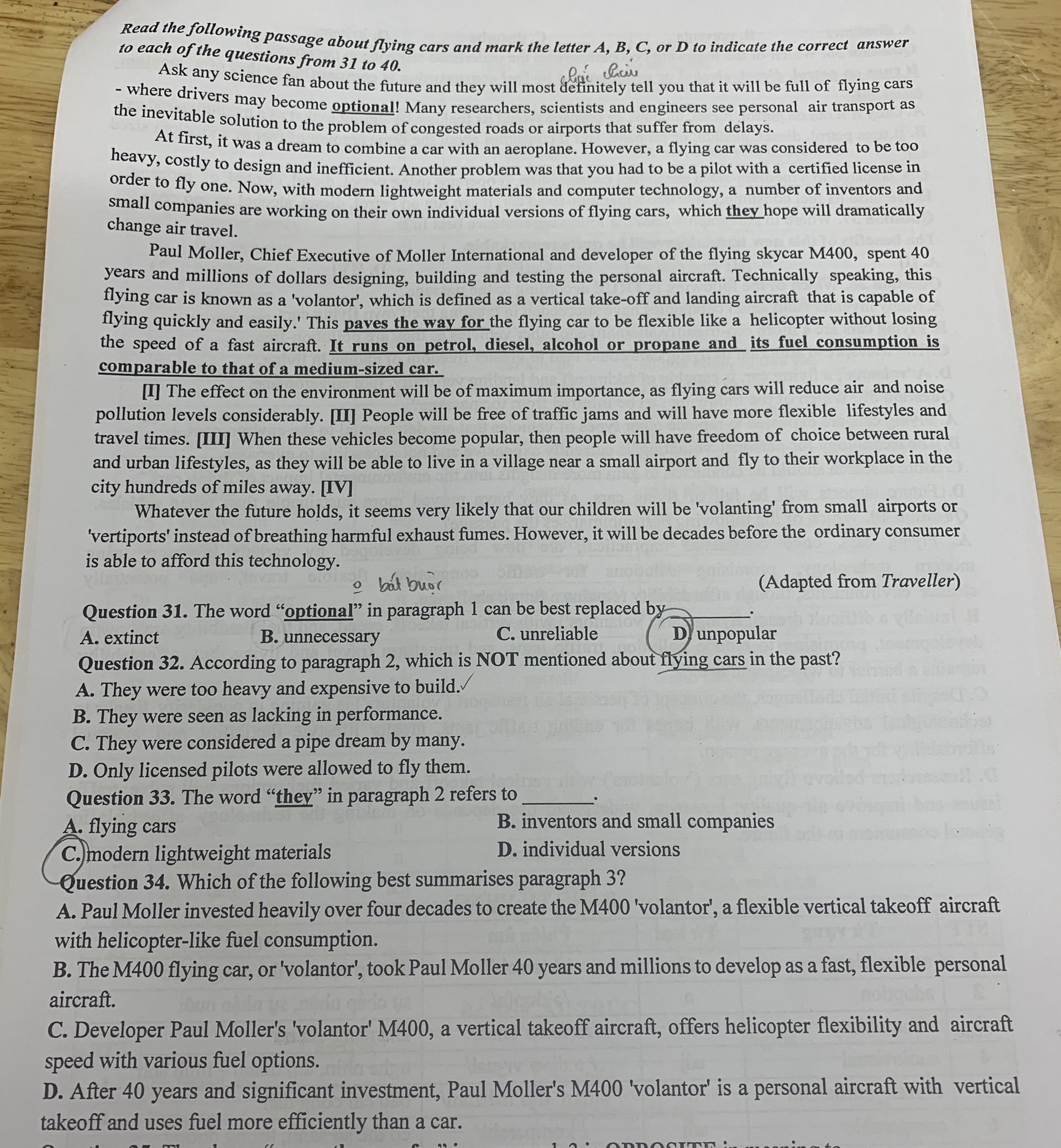 Question 31. The word "optional" in | StudyX