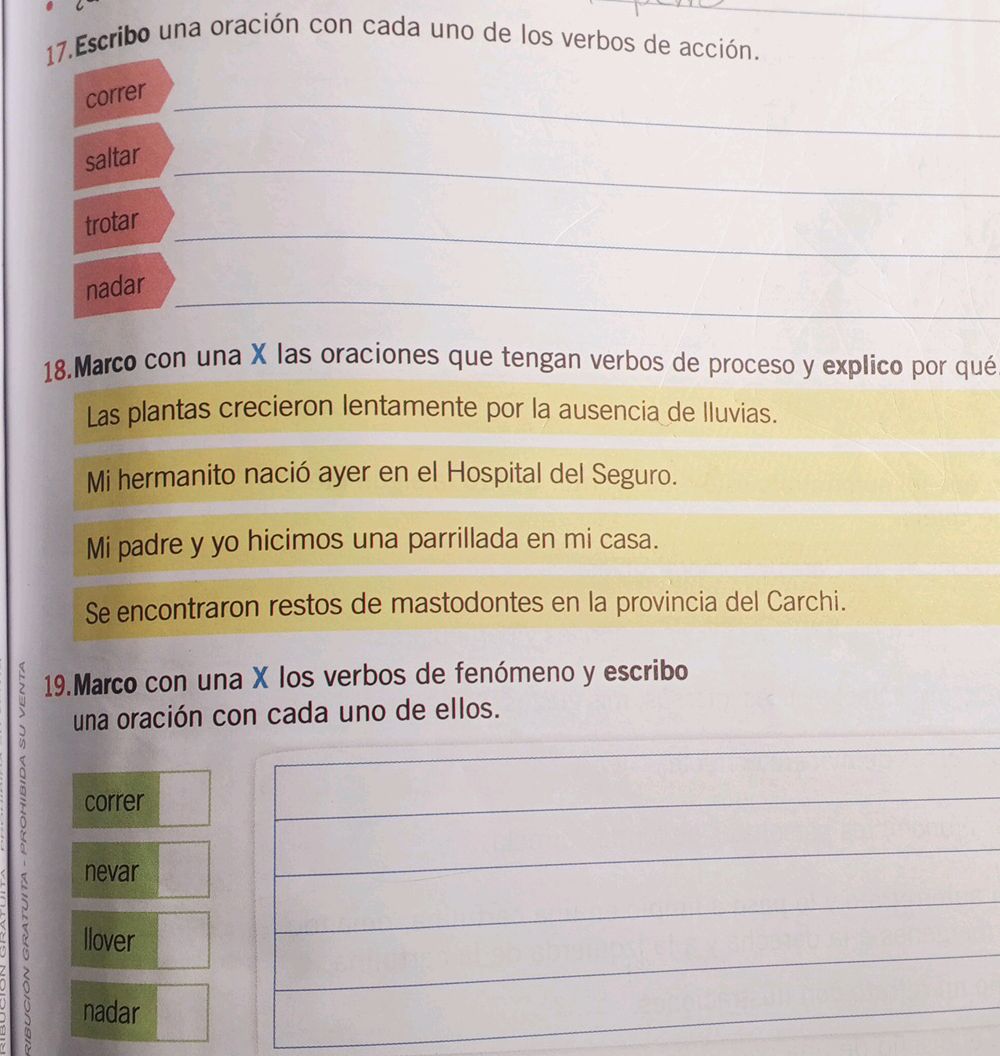 17. Escribo una oración con cada uno de los | StudyX
