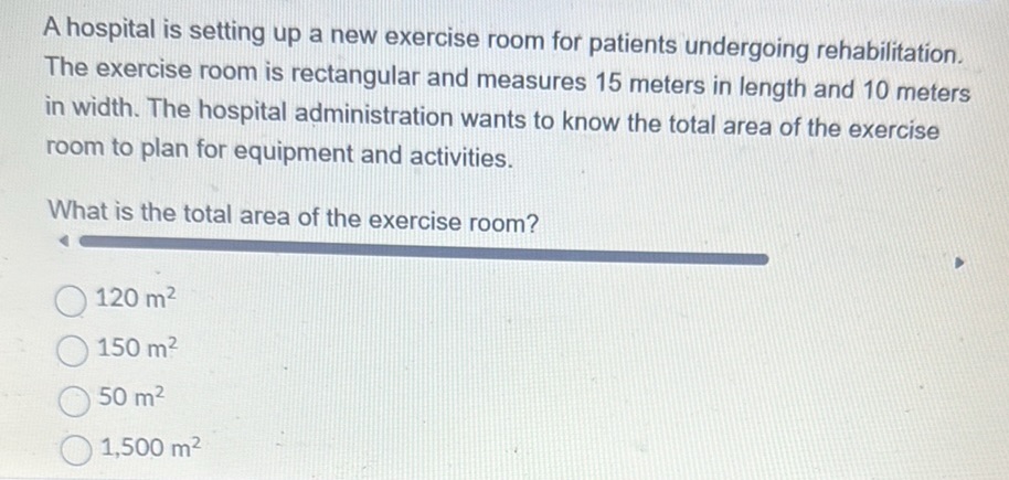 A hospital is setting up a new exercise room