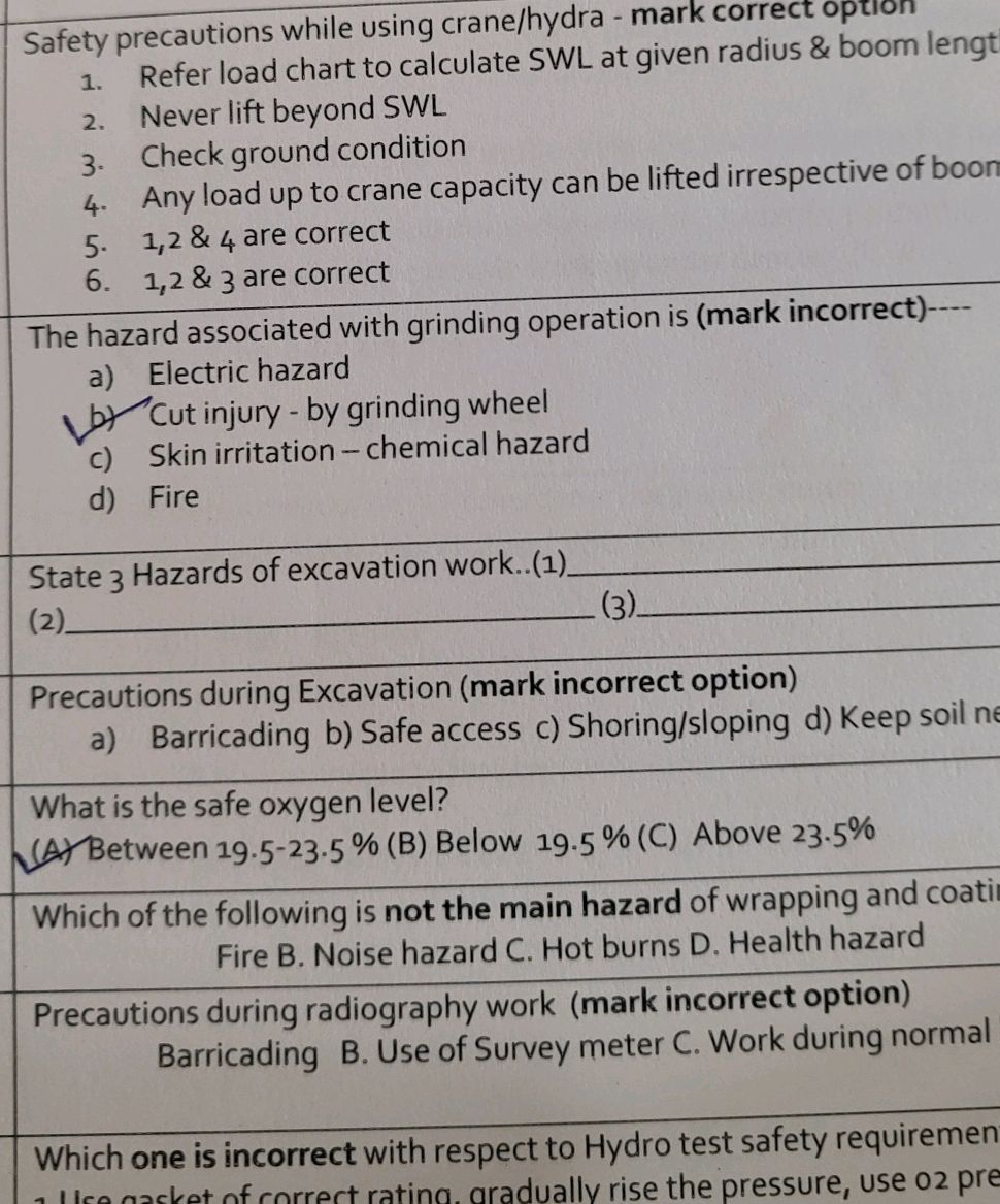Safety precautions while using crane/hydra - | StudyX