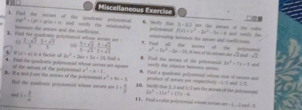 1. Find the zeroes of the quadratic | StudyX