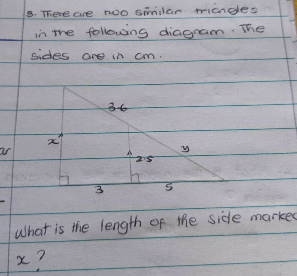 3. There are two similar triangles in the | StudyX