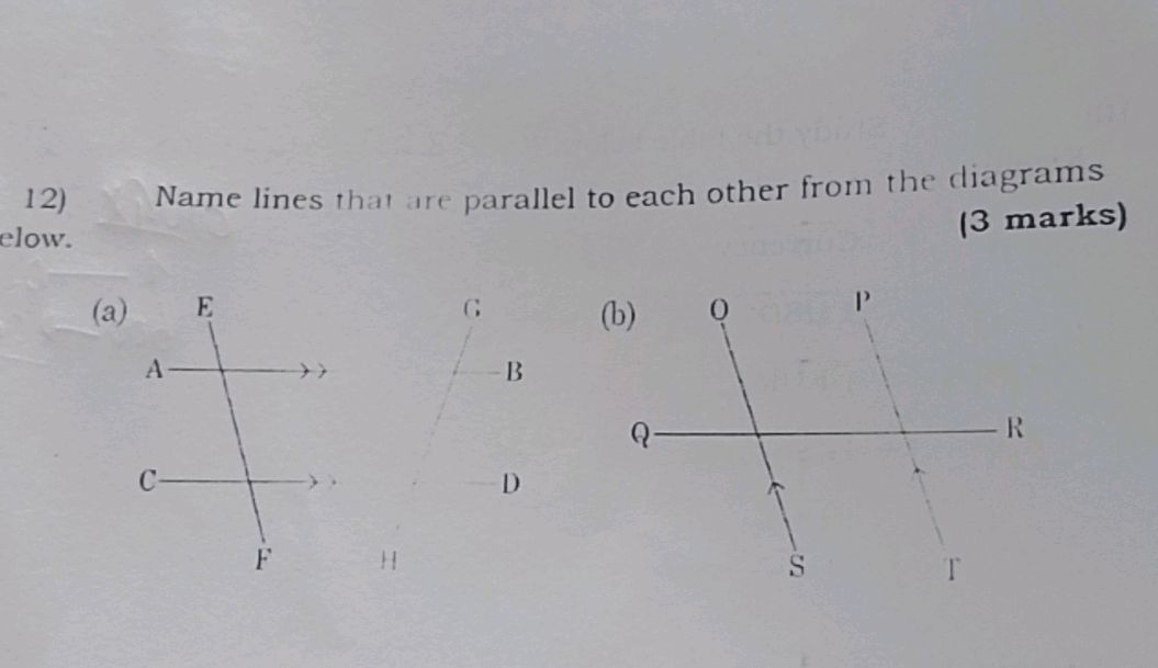 12) Name lines that are parallel to each | StudyX