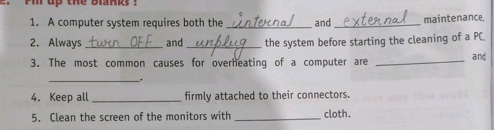 Fill up the blanks! 1. A computer system | StudyX