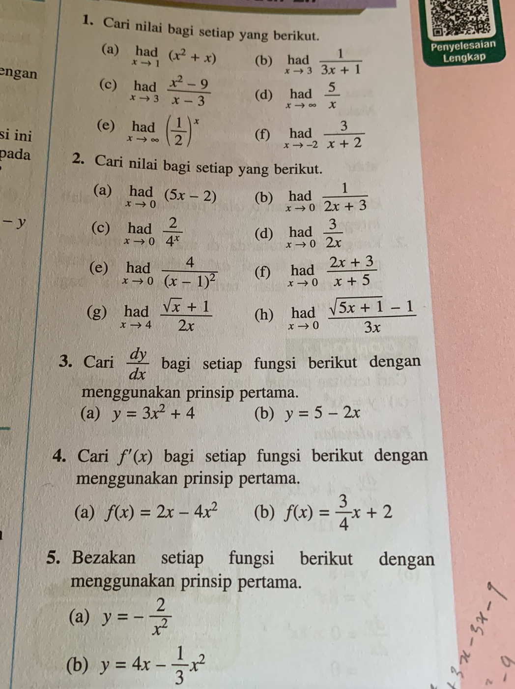 1. Cari nilai bagi setiap yang berikut. (a) | StudyX