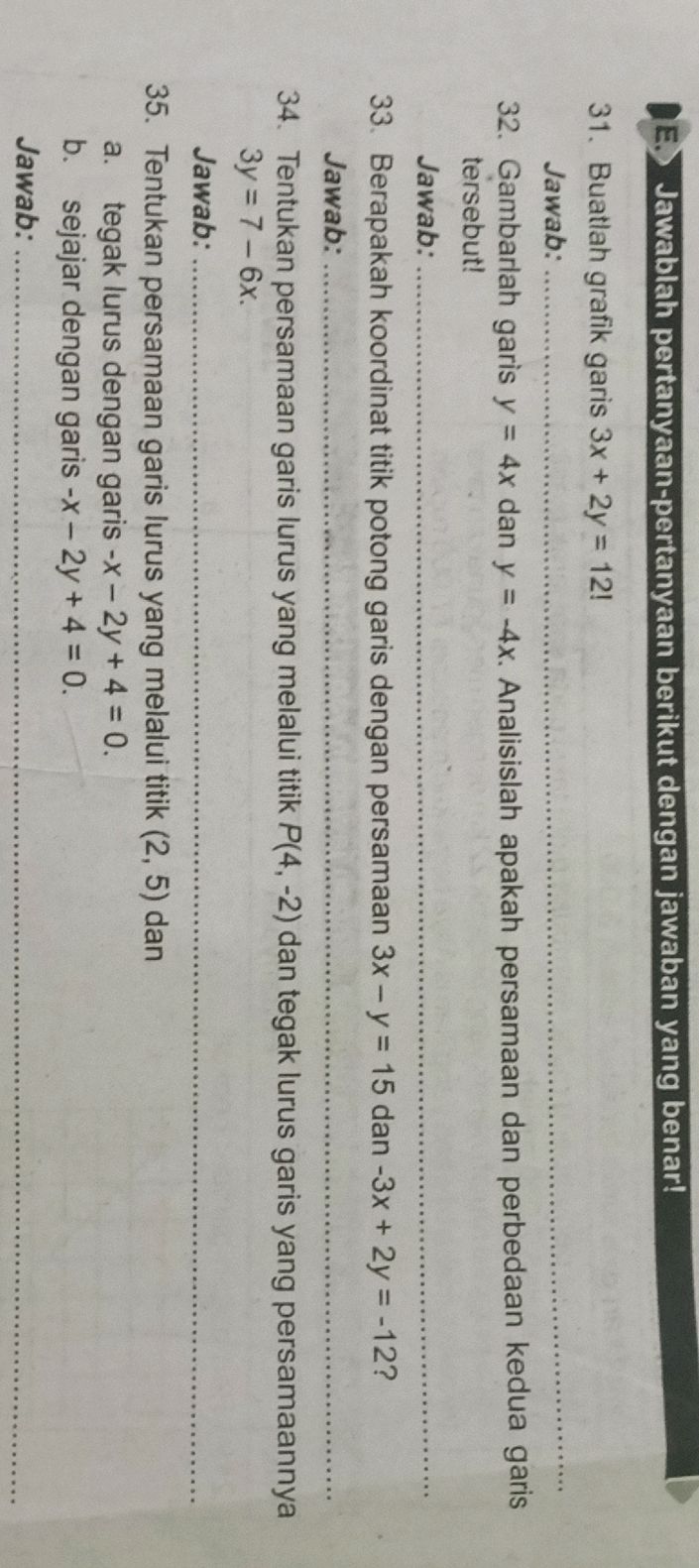 31. Buatlah grafik garis $3x + 2y = 12$! | StudyX