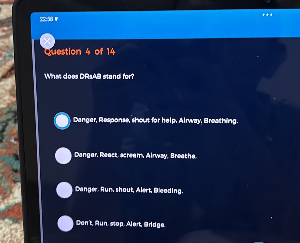 What does DRSAB stand for? Danger, | StudyX