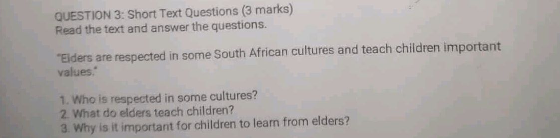 QUESTION 3: Short Text Questions (3 marks) | StudyX