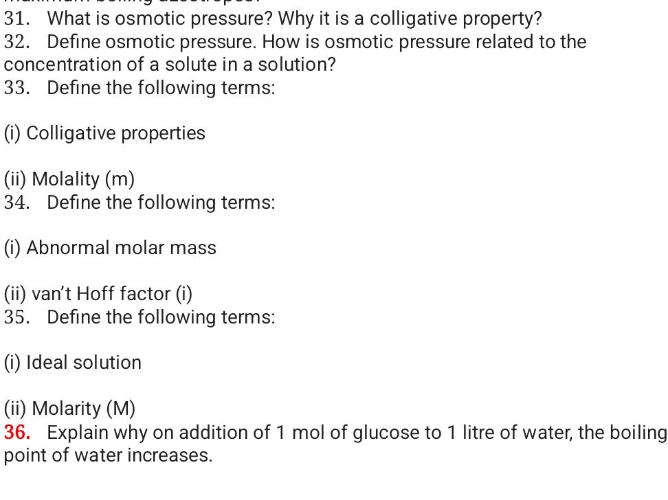 31. What is osmotic pressure? Why it is a | StudyX