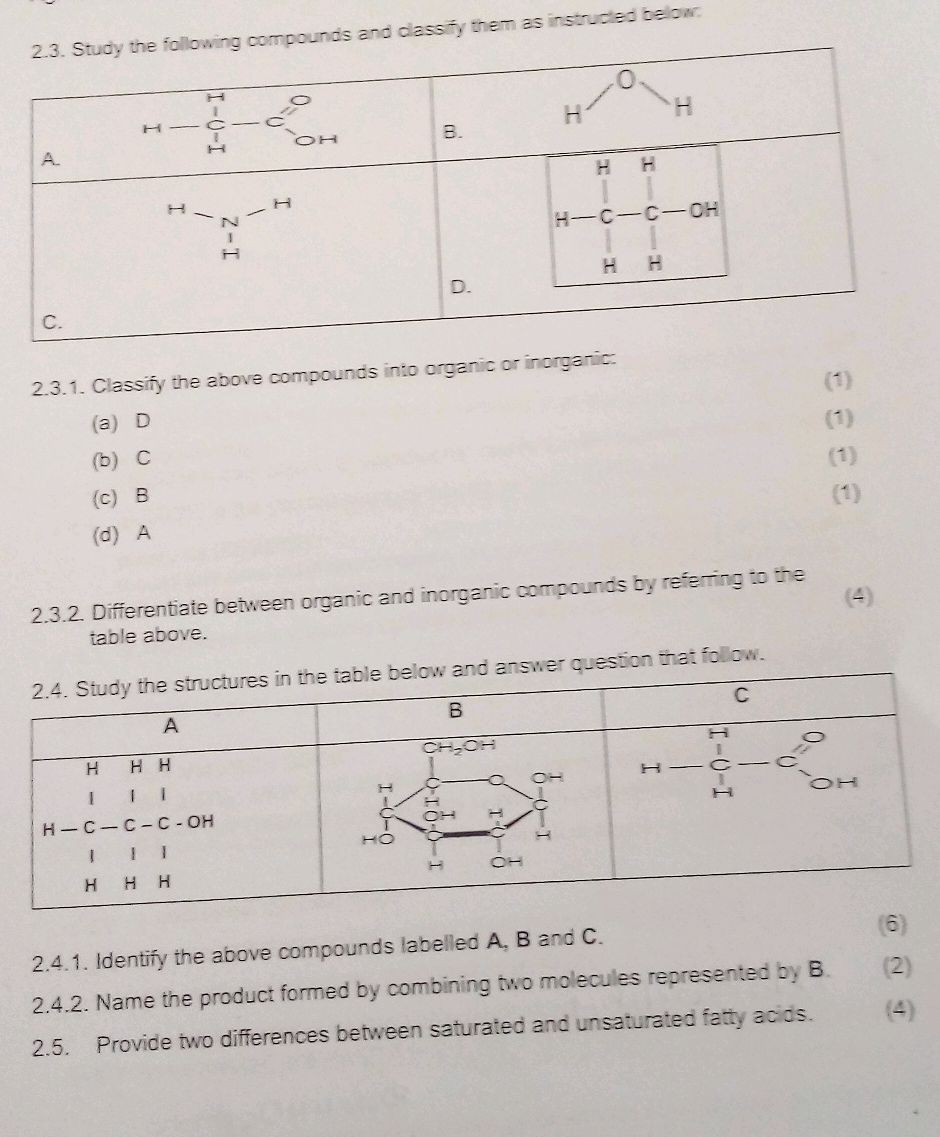2.3. Study the following compounds and | StudyX
