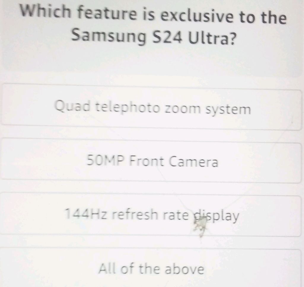Which feature is exclusive to the Samsung | StudyX