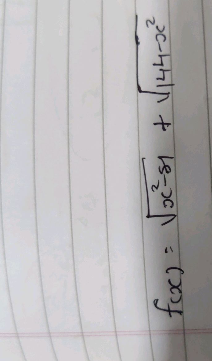Domain of the function f(x) = sqrt(x^2 - 81) | StudyX