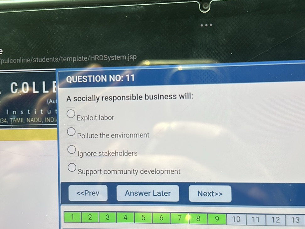 QUESTION NO: 11 A socially responsible | StudyX