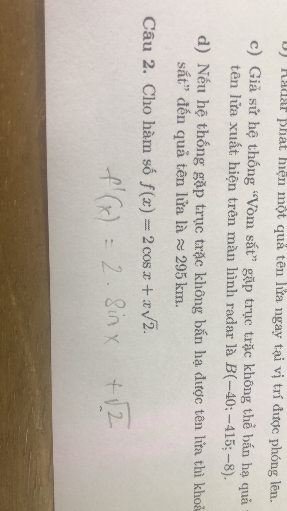 Câu 2. Cho hàm số $f(x) = 2 ext{cos}x + | StudyX