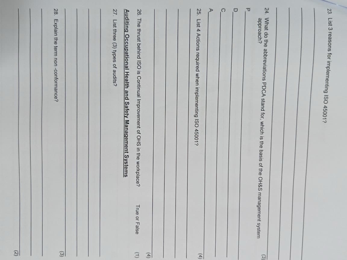 23. List 3 reasons for implementing ISO | StudyX