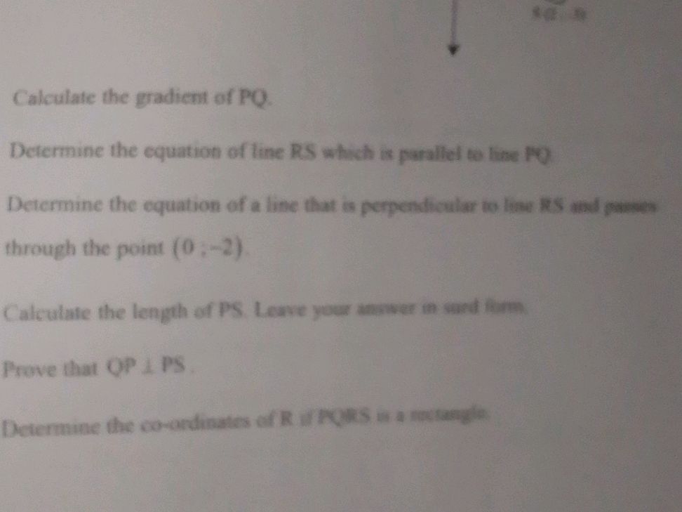 Calculate the gradient of PQ. Determine the | StudyX